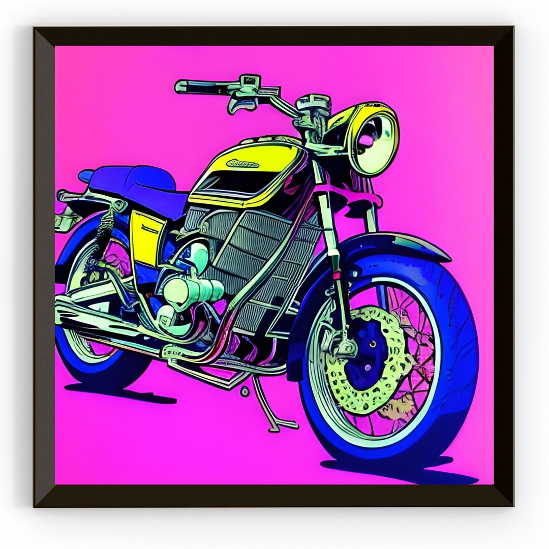 Motorcycle Printable Art, Retro Anime Style Wall Art, Gift for ...