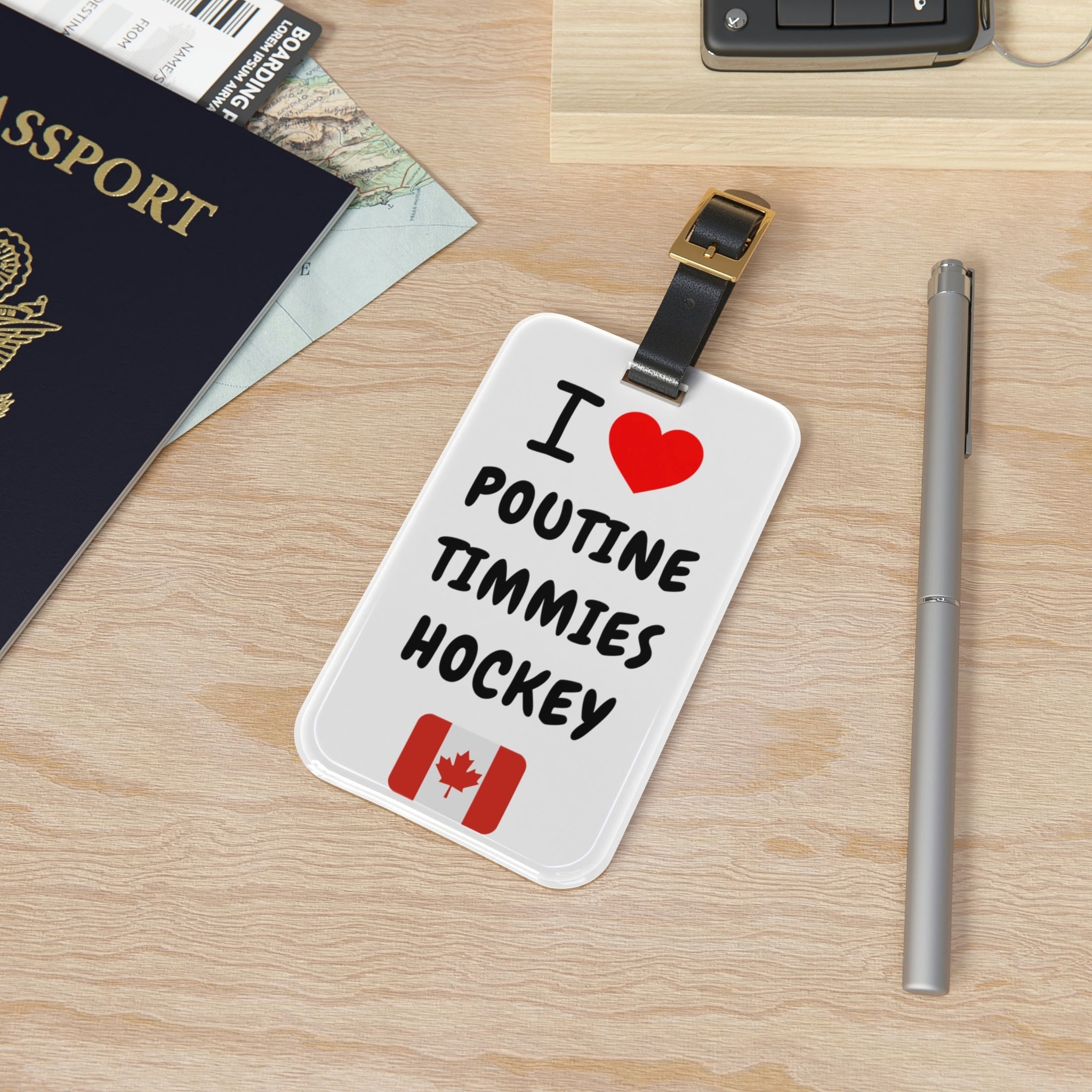 I Love Poutine Timmies Hockey Luggage Tag Funny Quote Suitcase - Etsy