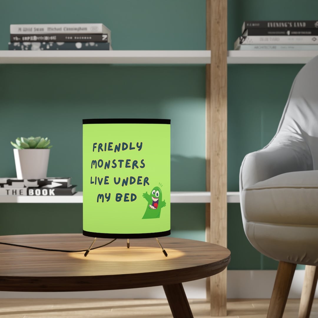 Cute Green Monster Lamp for Kids, Friendly Monsters Live Under My Bed ...