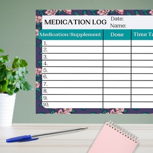 Medication Log Printable Digital Download Ready to Print Medication Log ...
