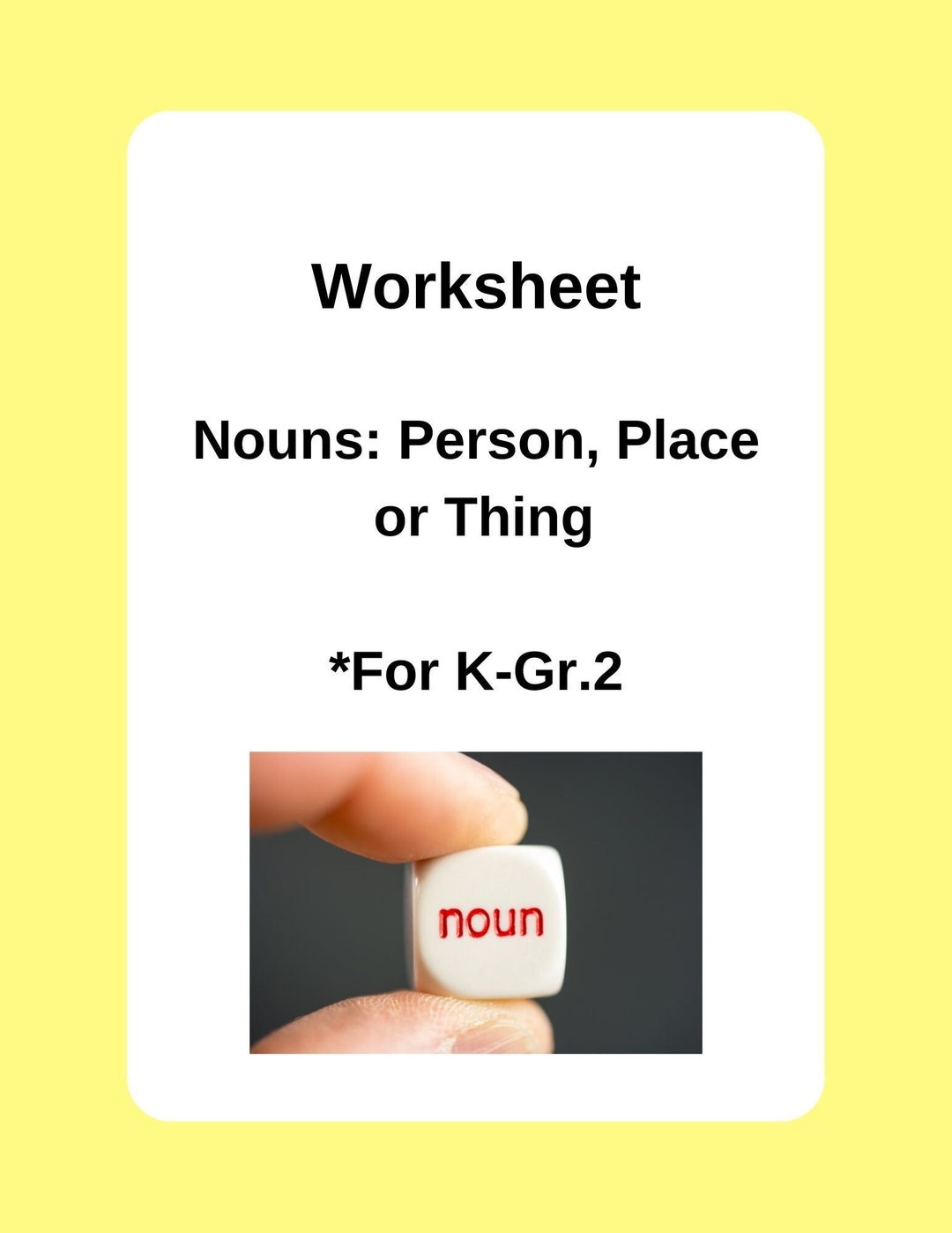 Hoja de trabajo de sustantivos Persona Lugar o cosa para K-Gr. 2 Hoja ...