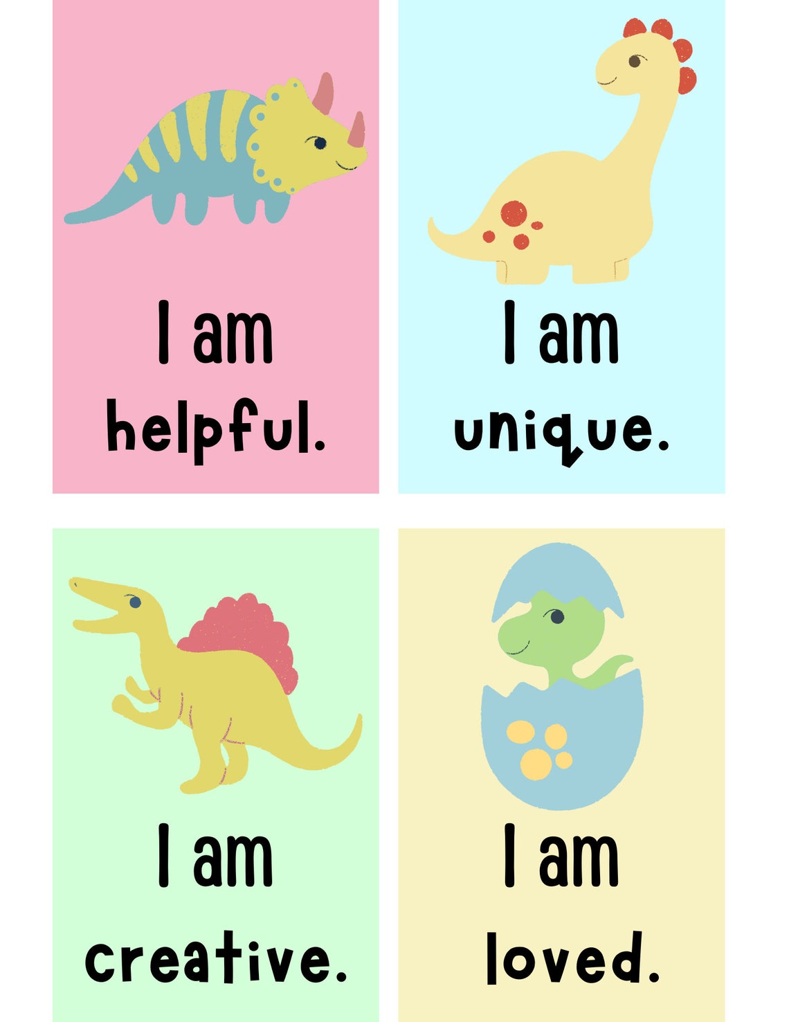 20 Dinosaur Themed Printable Positive Affirmation Cards for Kids, Fun ...