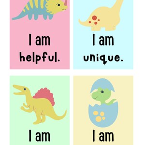 20 Dinosaur Themed Printable Positive Affirmation Cards for Kids, Fun ...