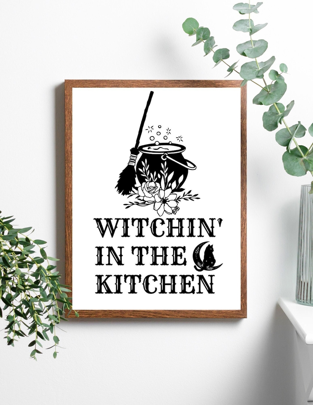 Witchin' in the Kitchen Digital Art Print, Witchy Wall Decor, Pagan ...