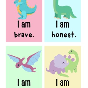 20 Dinosaur Themed Printable Positive Affirmation Cards for Kids, Fun ...