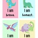 20 Dinosaur Themed Printable Positive Affirmation Cards for Kids, Fun ...