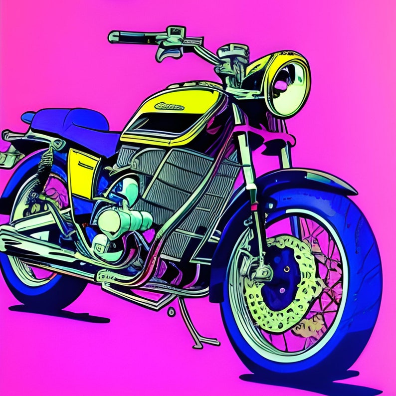 Motorcycle Printable Art Retro Anime Style Art Print Gift for - Etsy