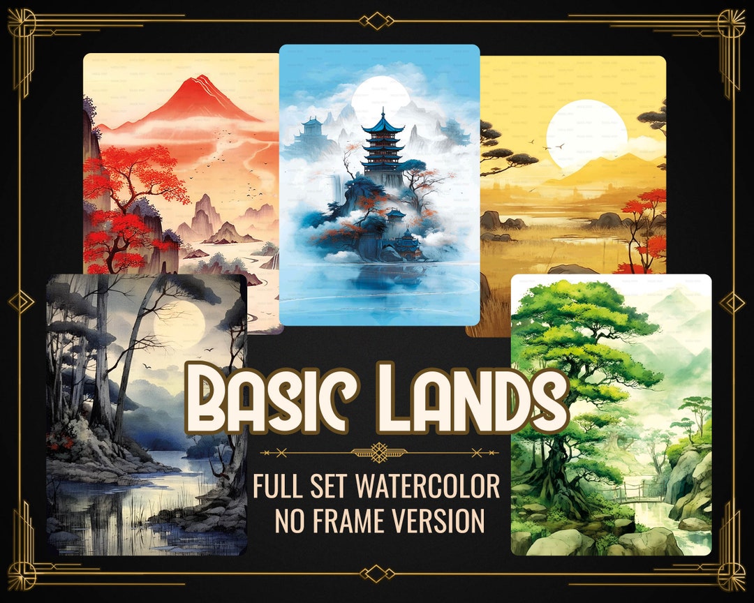 Full Art Basic Lands Watercolor Custom Card MTG Proxy Cards - Etsy