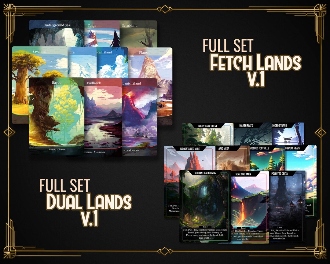Full Art EDH Dual & Fetch Lands Set – Alternative Art Custom Cards ...