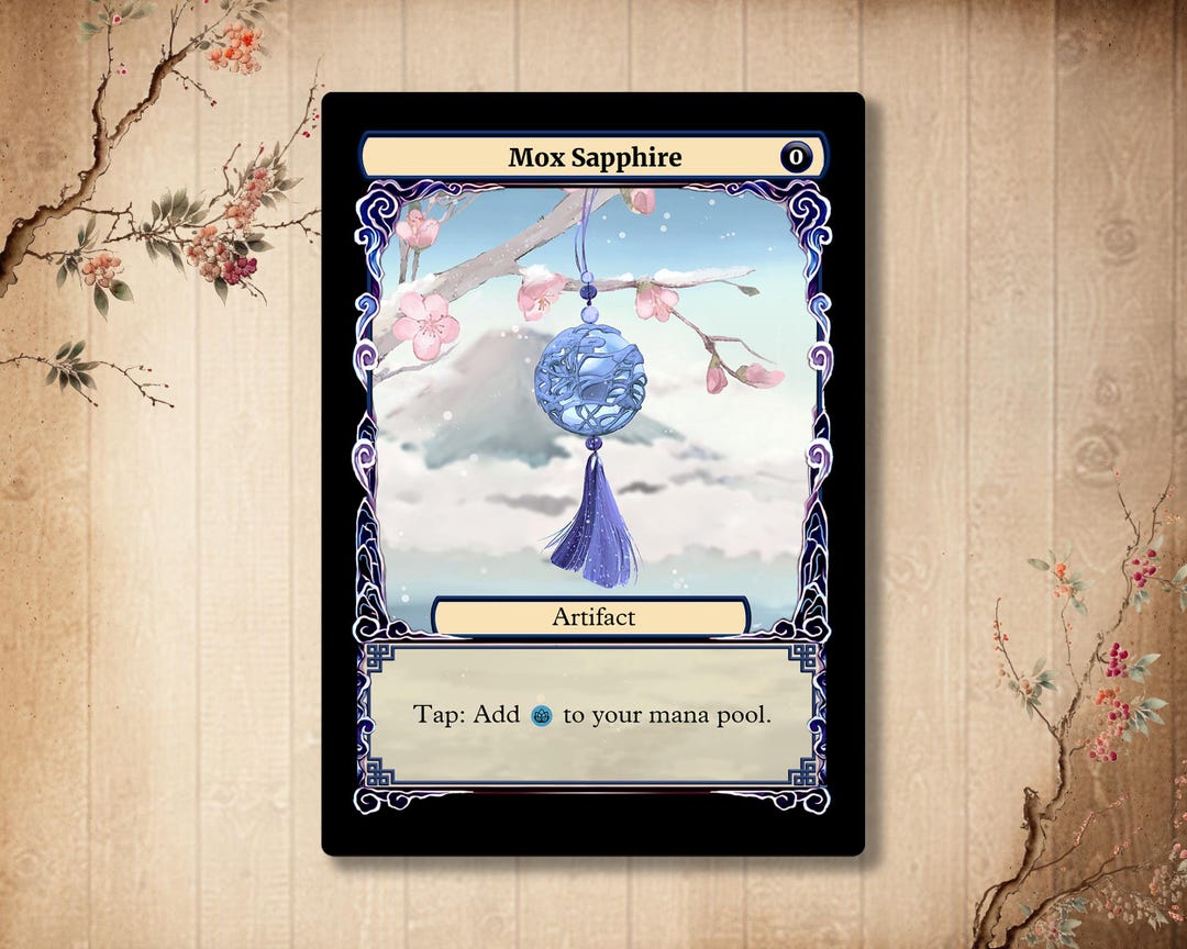 Mox Sapphire - Custom Card Japanese Full Altered Art - Etsy
