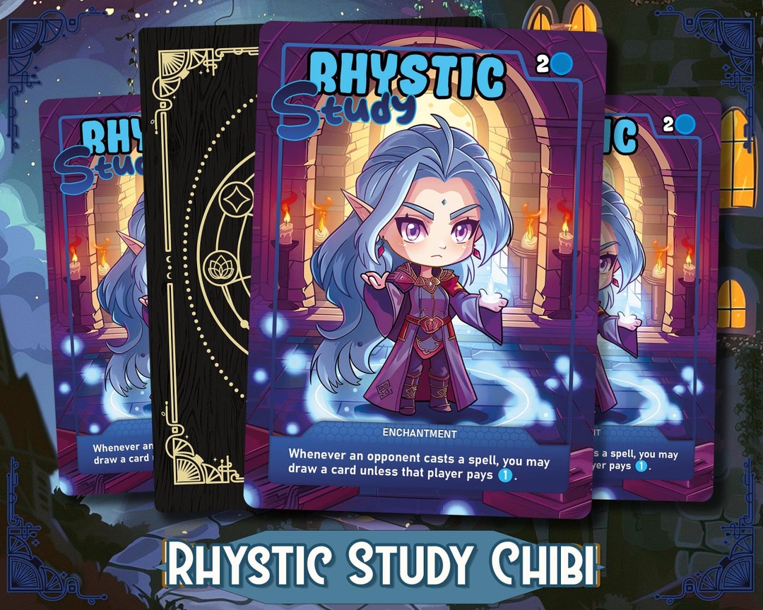 Rhystic Study MTG Custom Card chibi Art Token , Magic Proxy Full Art - Etsy