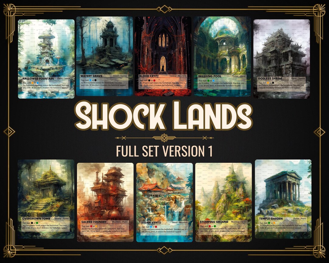 Shock Lands Full Set - Proxy Custom Cards , Full Art With Alternative ...