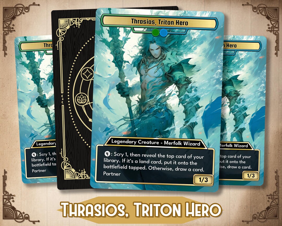 Thrasios, Triton Hero MTG Proxy Custom Card Altered Custom Art / EDH ...