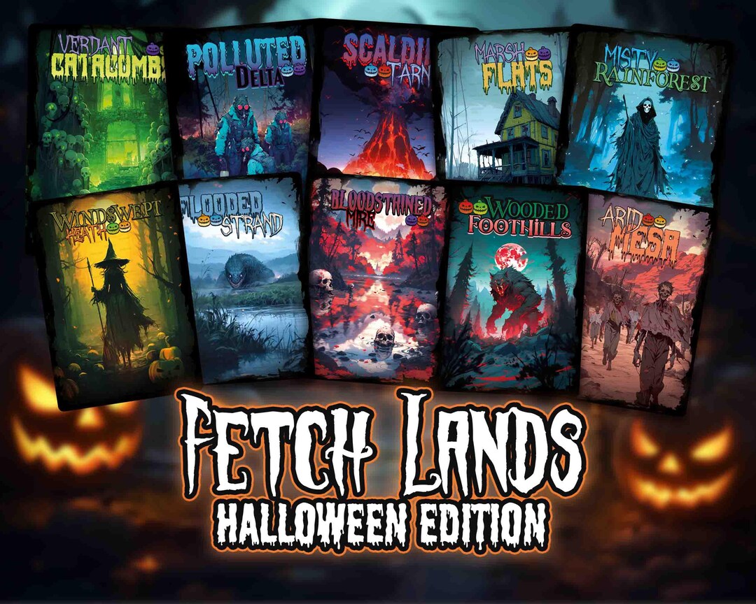 Spooky Fetch Lands Proxy Full Set (10 Cards) – Halloween Full Art ...