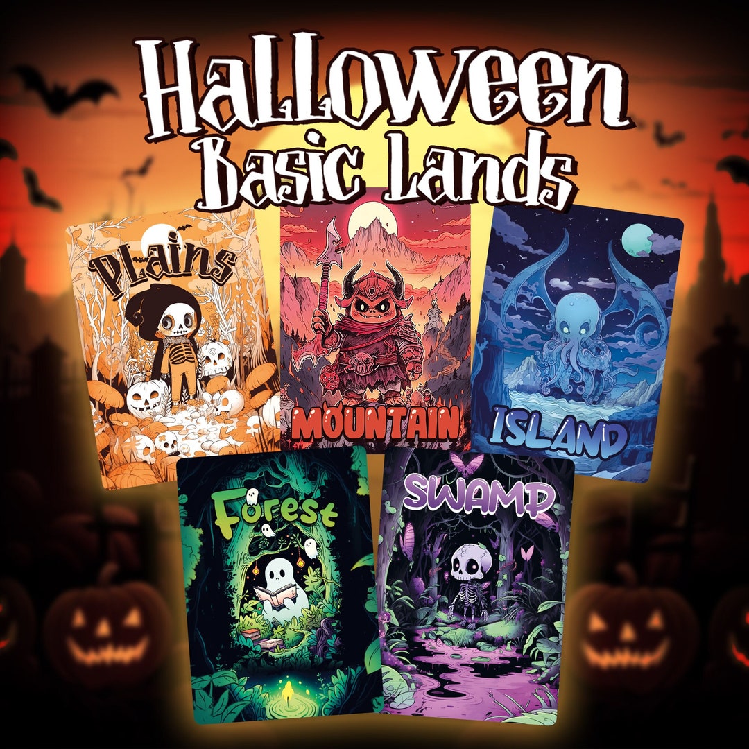 Halloween Basic Lands MTG Proxy Custom Card Full Art - Etsy