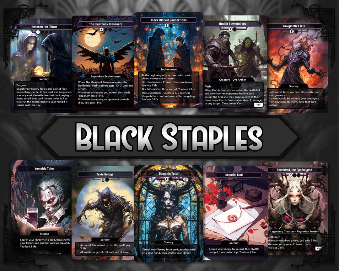 Black Staples - Bundle of 10 Custom Cards, Premium High Quality Cards, Full Art Alter. - Etsy