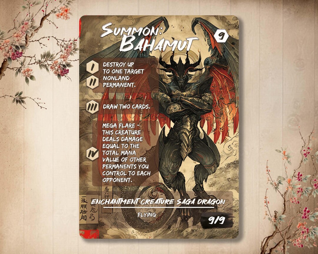Summon Bahamut - Custom Card *japanese* Art , Fantasy Heroes Full Art Alternative Alter Art - Etsy