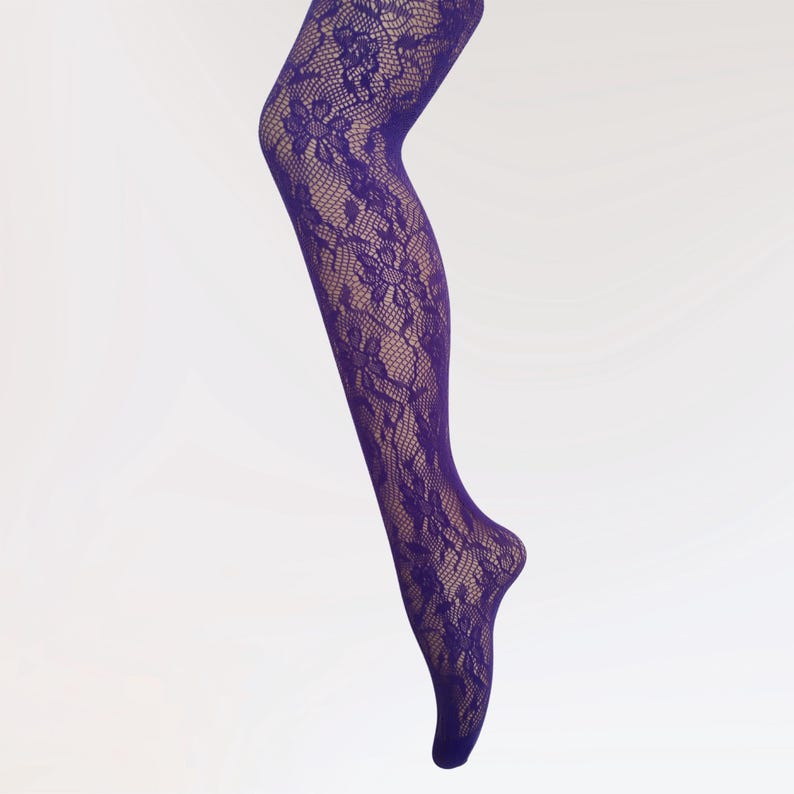 Fishnet Tights Floral Lace Retro Pattern Geometric Daisy Crochet Brown ...