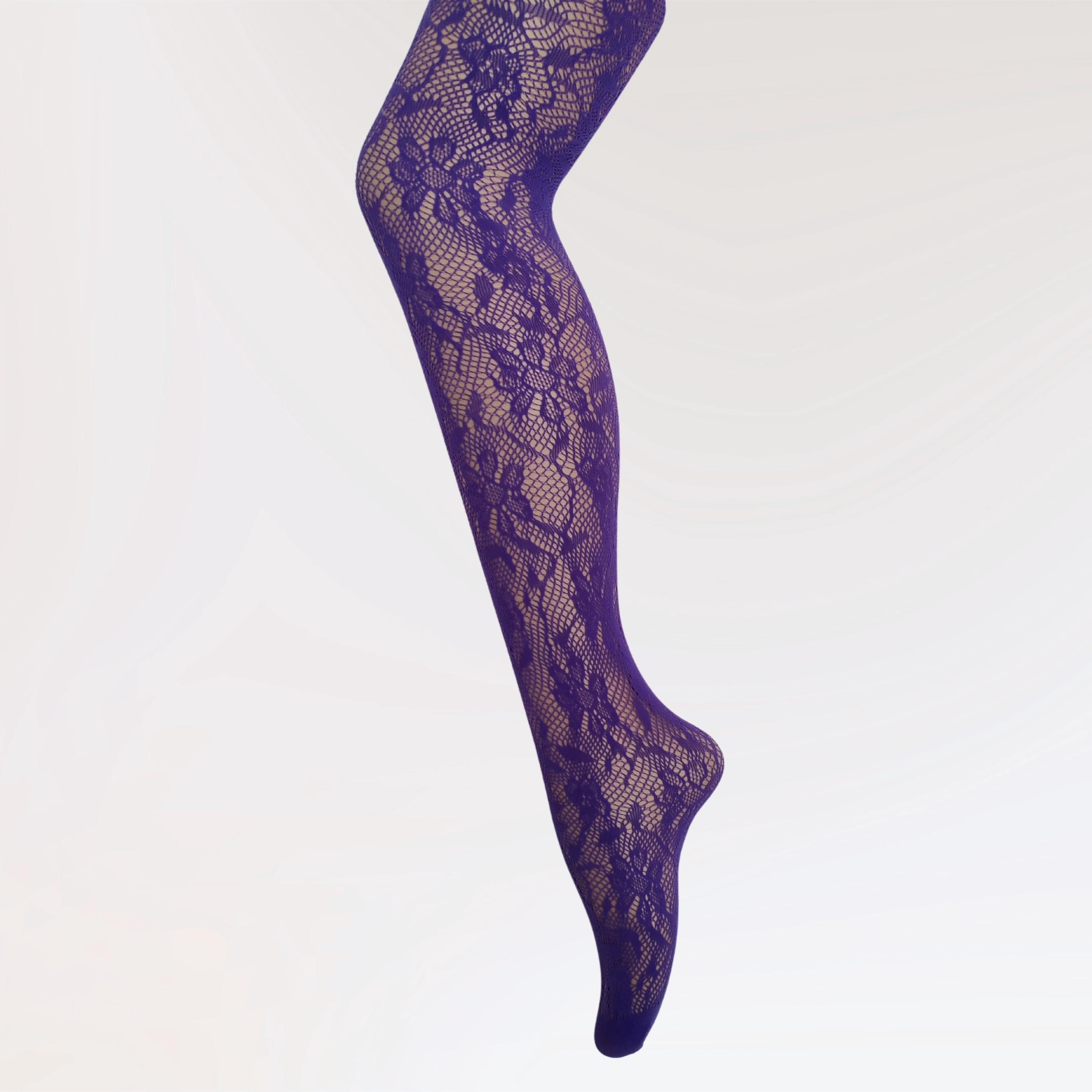 Fishnet Tights Floral Lace Retro Pattern Geometric Daisy Crochet Brown ...
