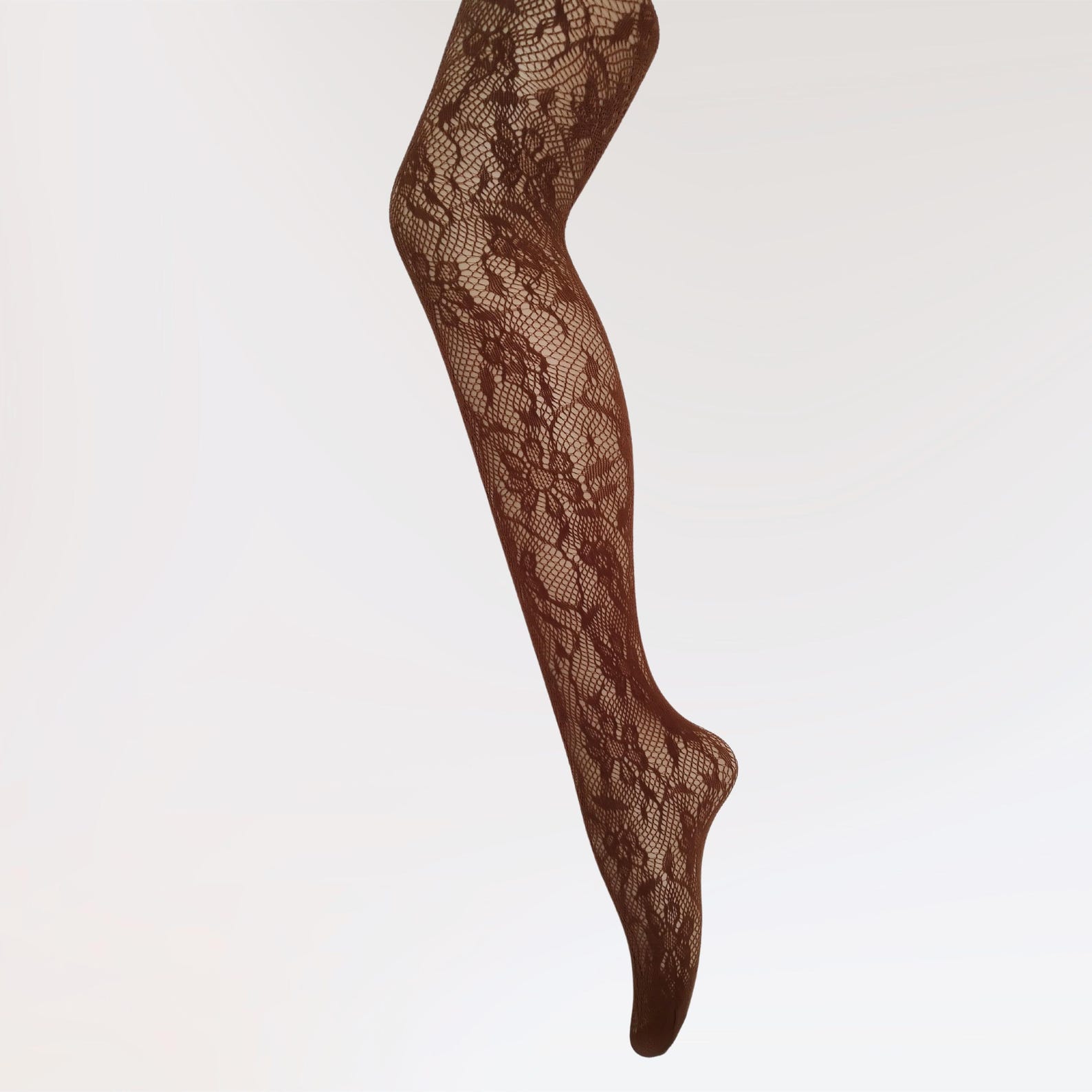 Fishnet Tights Floral Lace Retro Pattern Geometric Daisy Crochet Brown ...