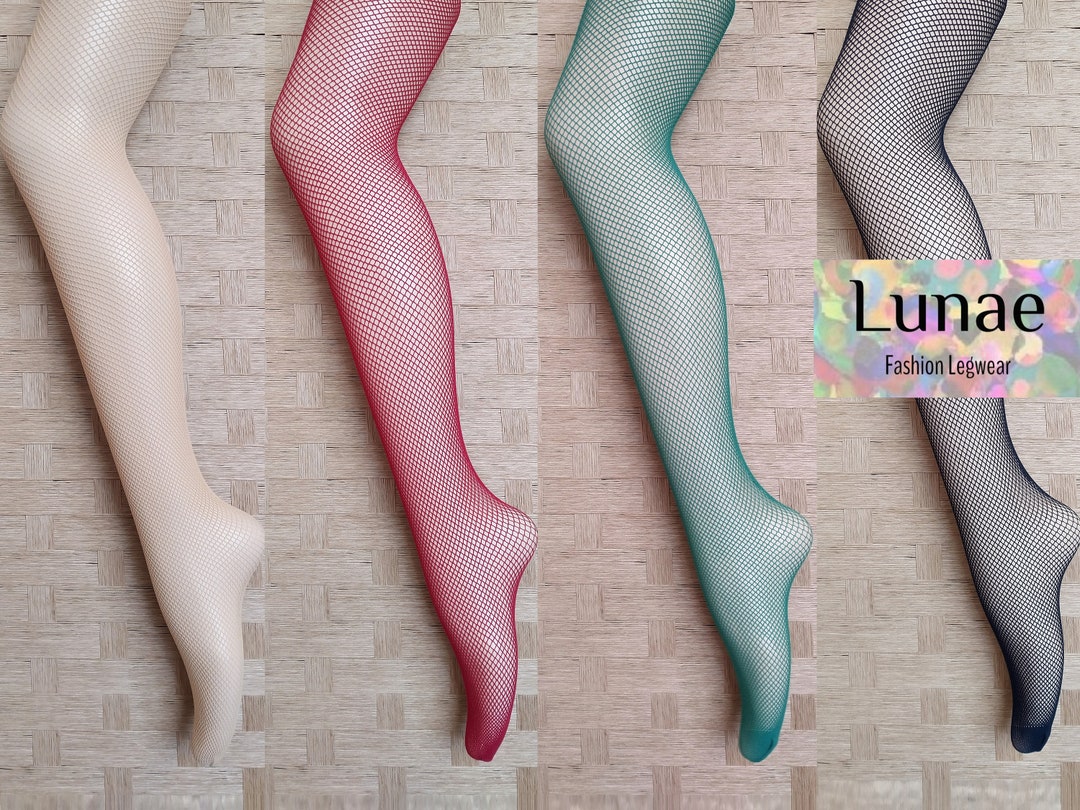Fishnet Tights Classic Mesh Blue Green Red White Beige Neon 6/8/10/12 ...