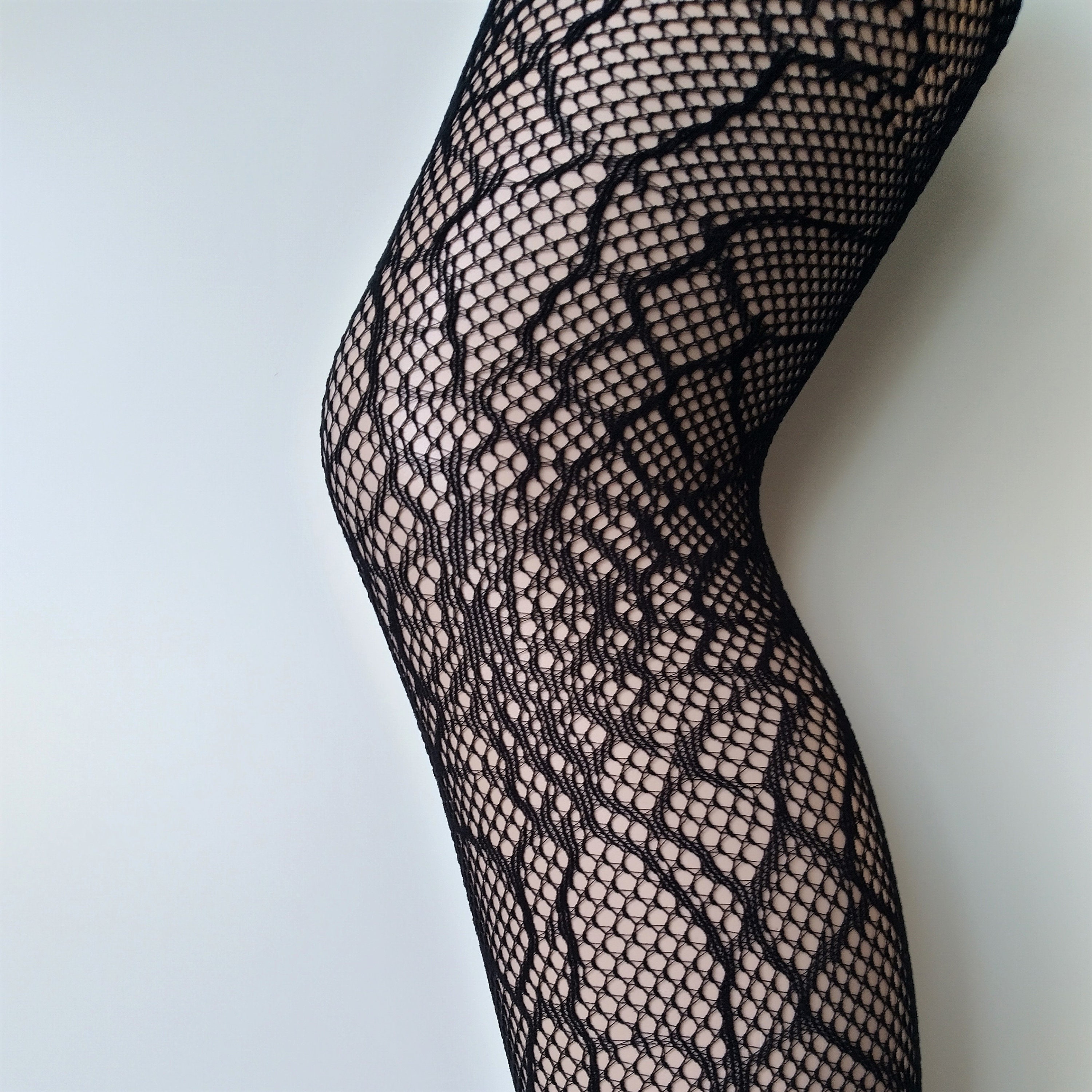 Fishnet Tights Cobweb Spiderweb Lace Pattern White Black Onesize 8/10/12/14 Y2K Halloween Goth ...