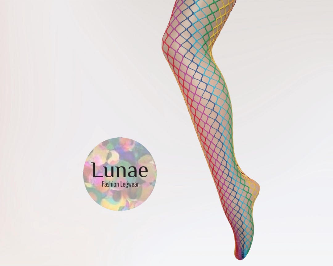 Fishnet Tights Rainbow Mesh Unicorn Colourful Bright UK 10/12/14/16 ...