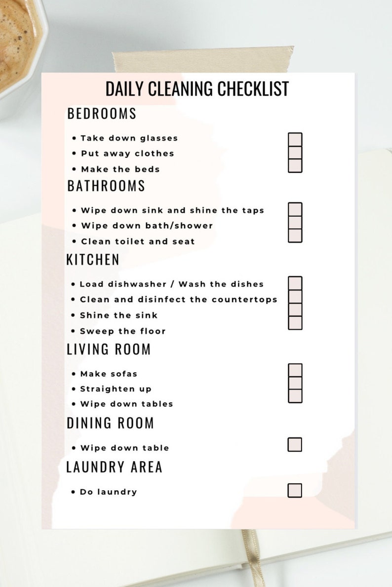 Daily Cleaning Checklist | Housework | to Do List | A4 Printable ...