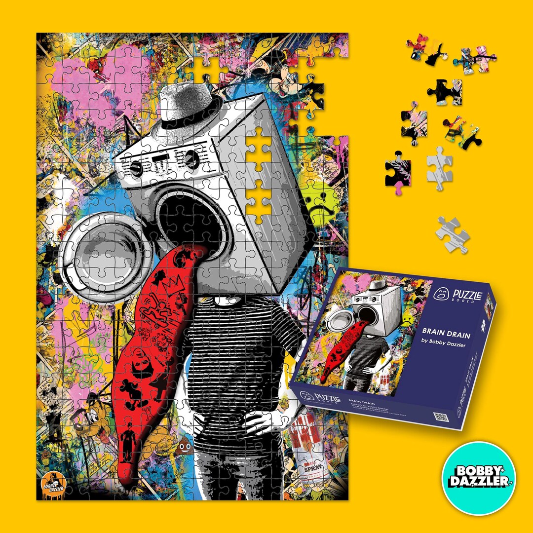 Mr Brainwash Style Brain Drain Art Puzzle by Bobby Dazzler Art - Etsy