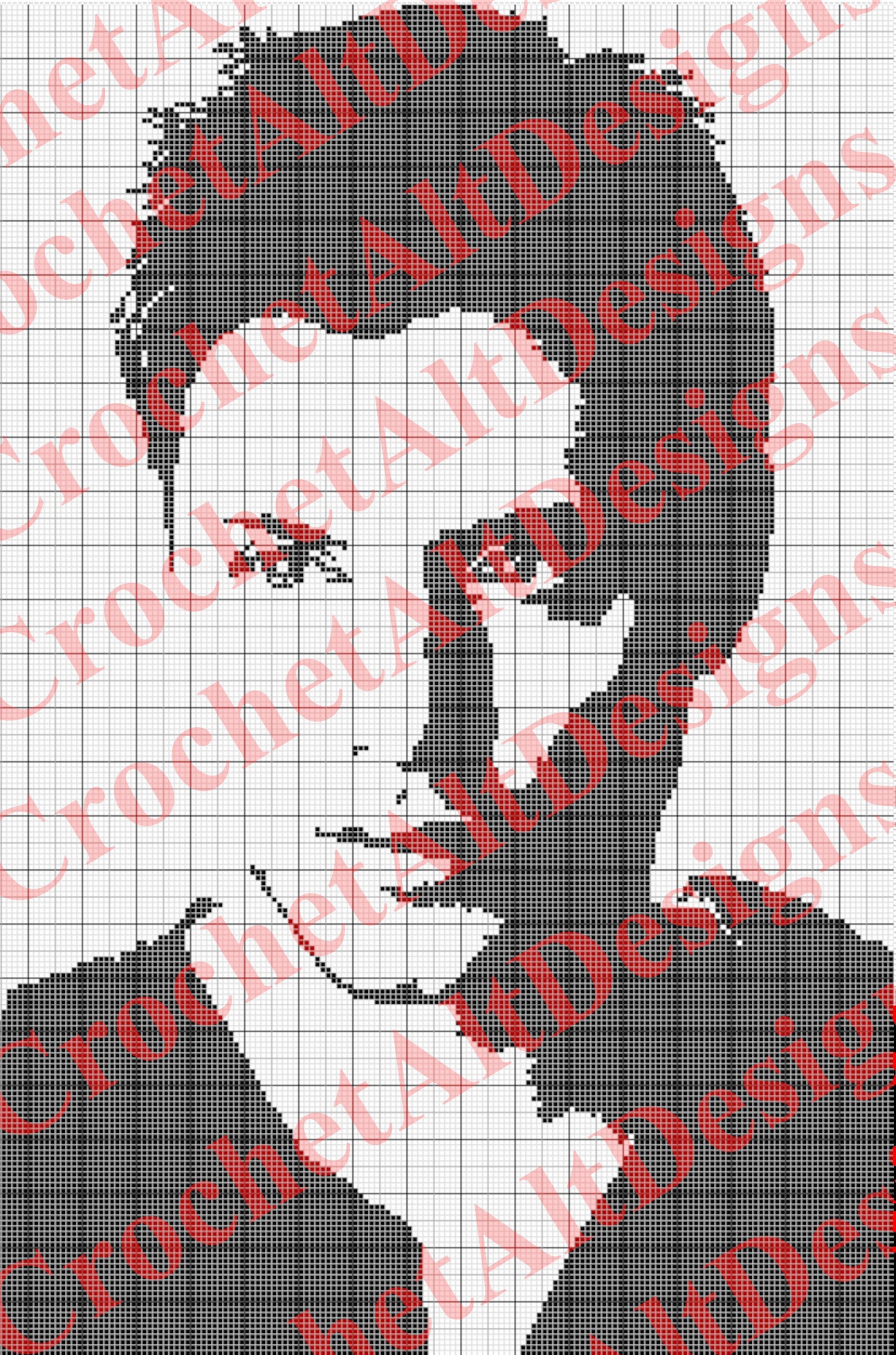Dean Winchester Supernatural Portrait C2C Crochet Graphgan Blanket ...