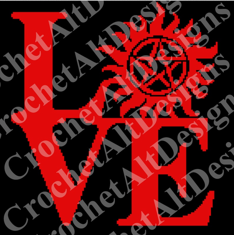 Supernatural Logo 'love' Crochet C2C Blanket Graphgan Pattern - Etsy