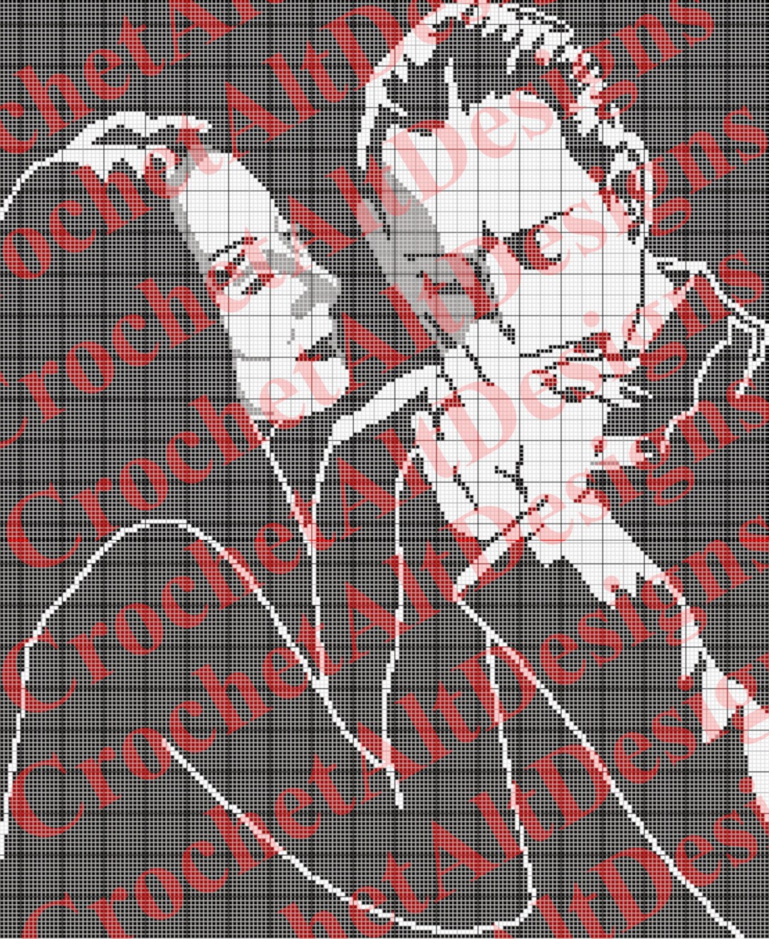 Morticia and Gomez, Addams Family Horror Movie C2C Crochet Graphgan ...