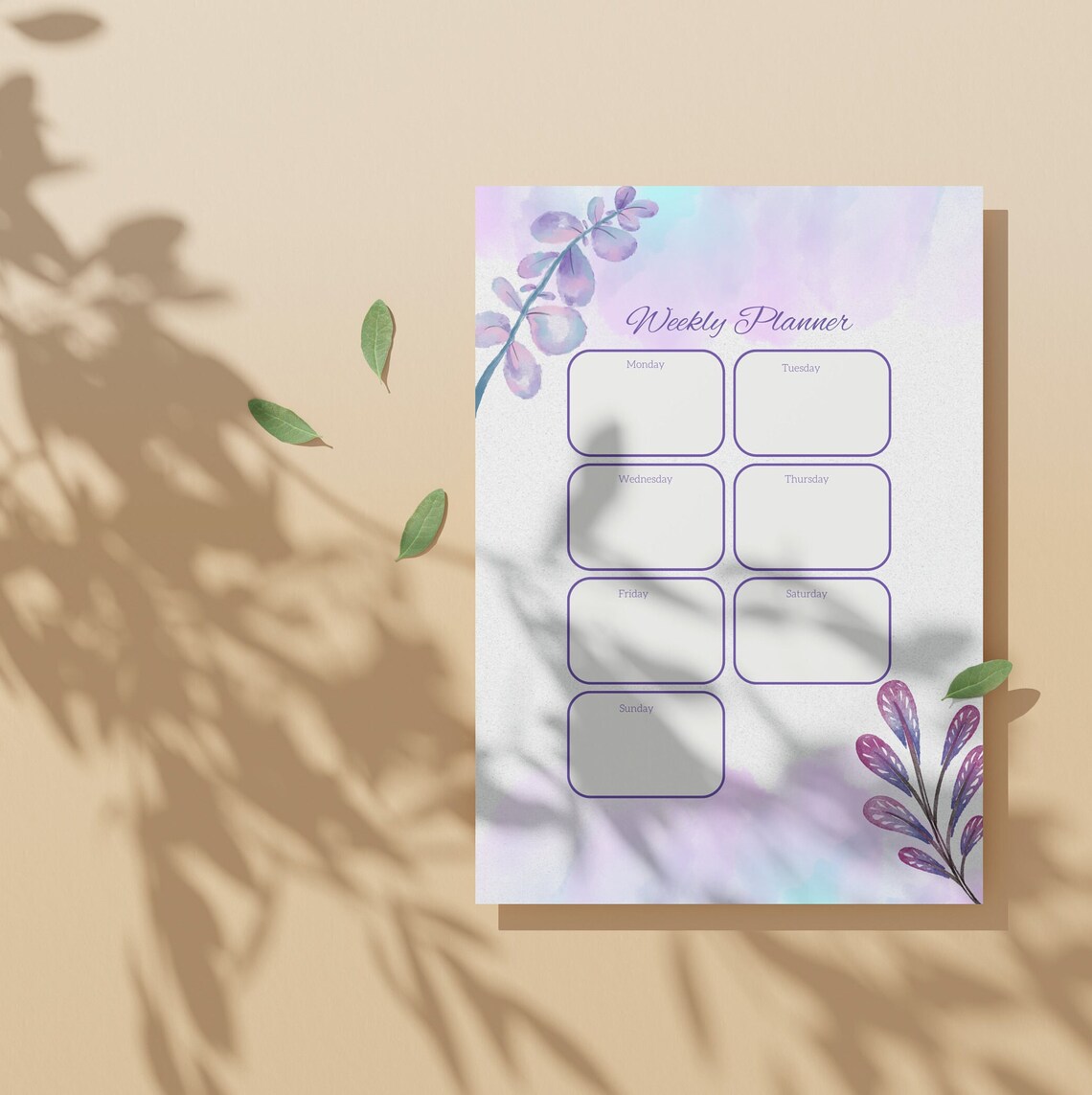 PDF Digital Purple Weekly Planner Download Print Calendar - Etsy