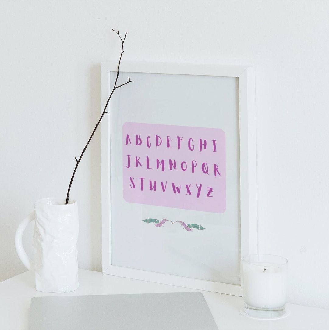 Pink Alphabet Poster Kids Poster Baby Nursery Decor Toddler Learning ...