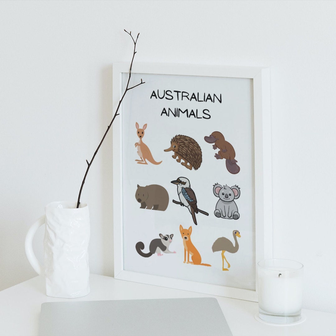 Australian Animals Poster Kids Room Decor Homeschooling Toddler ...