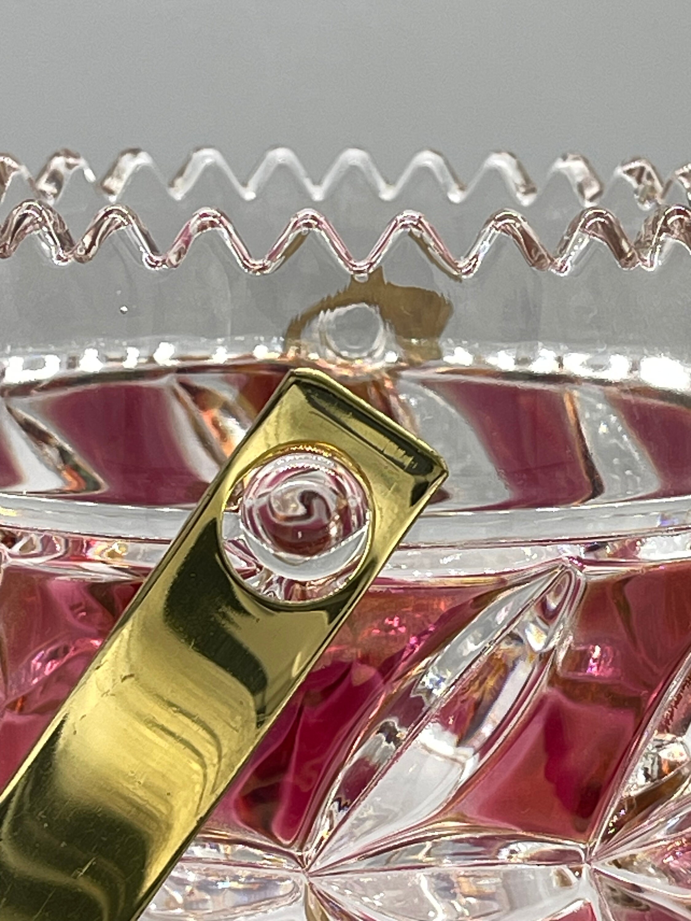 Vintage Ruby Red Heavy Crystal Centrepiece Hand Cut Ice Bucket Vintage ...