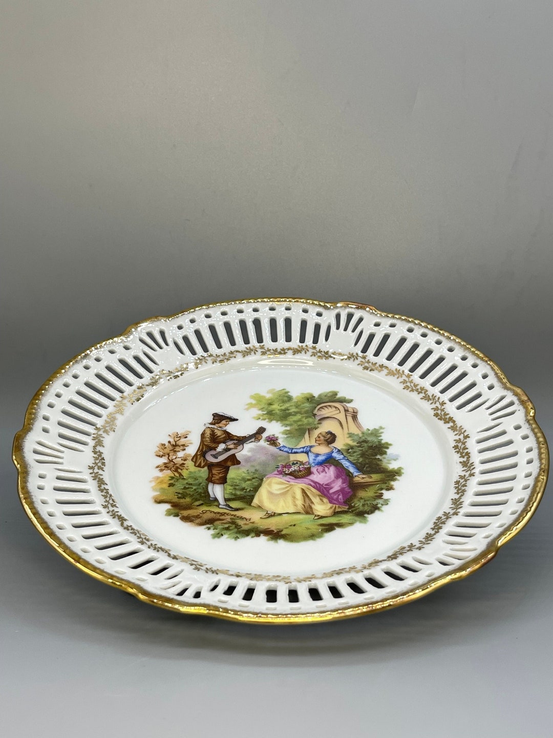 SCHWARZENHAMMER Display Plate Openwork Porcelain Gilded Plate ...