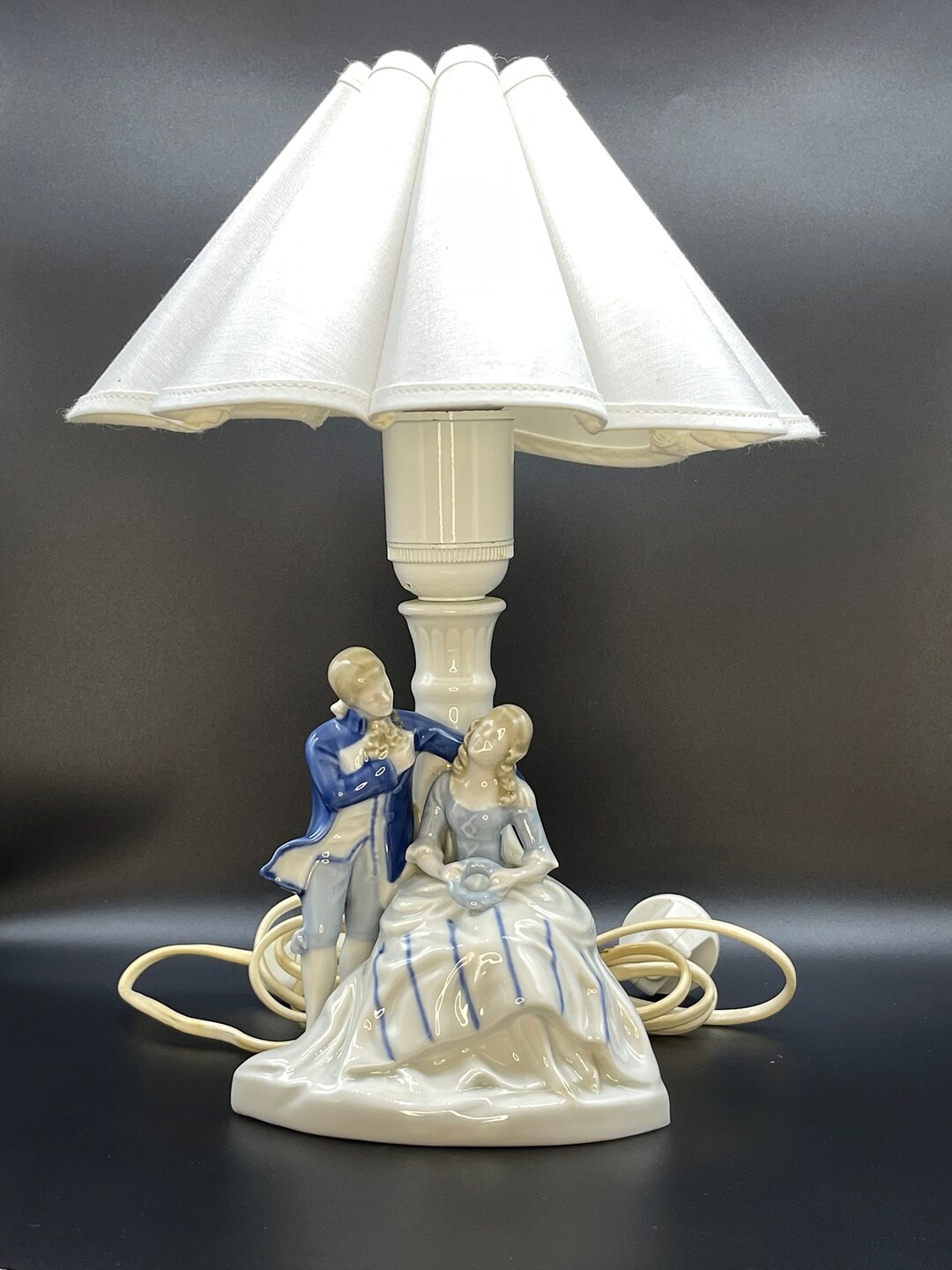 Vintage Germany Porcelain Table Lamp With Figurine: Dame and Cavalier ...