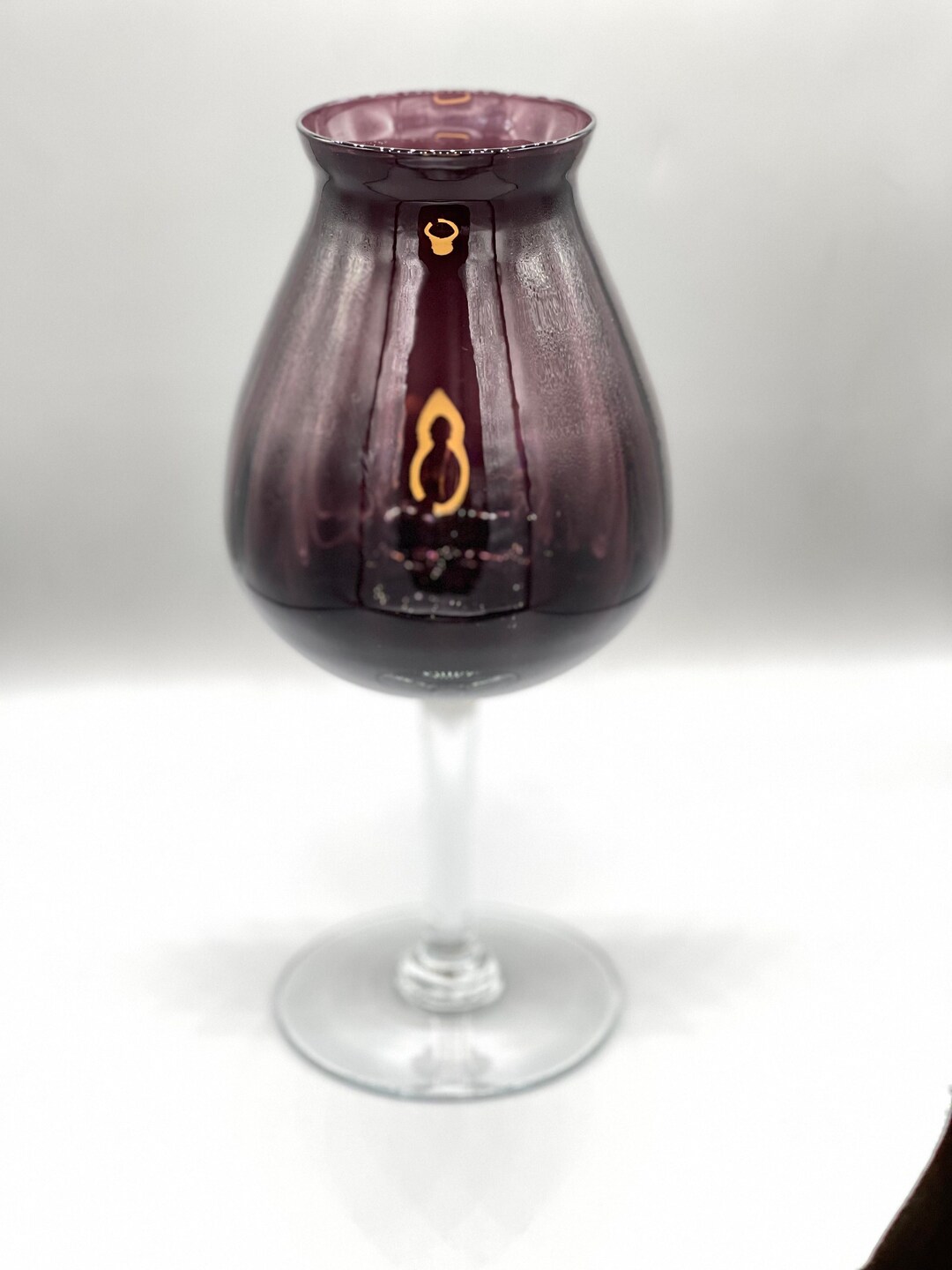 Empoli Purple Glass Centerpiece Vase Large Goblet Stemware Oversized ...