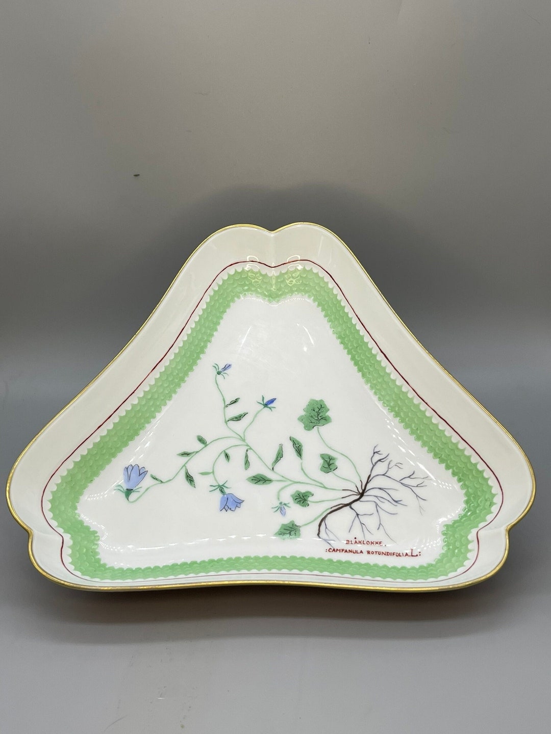 Rare Vintage Triangular Kaiser Dish With Hand Painted Campanula ...