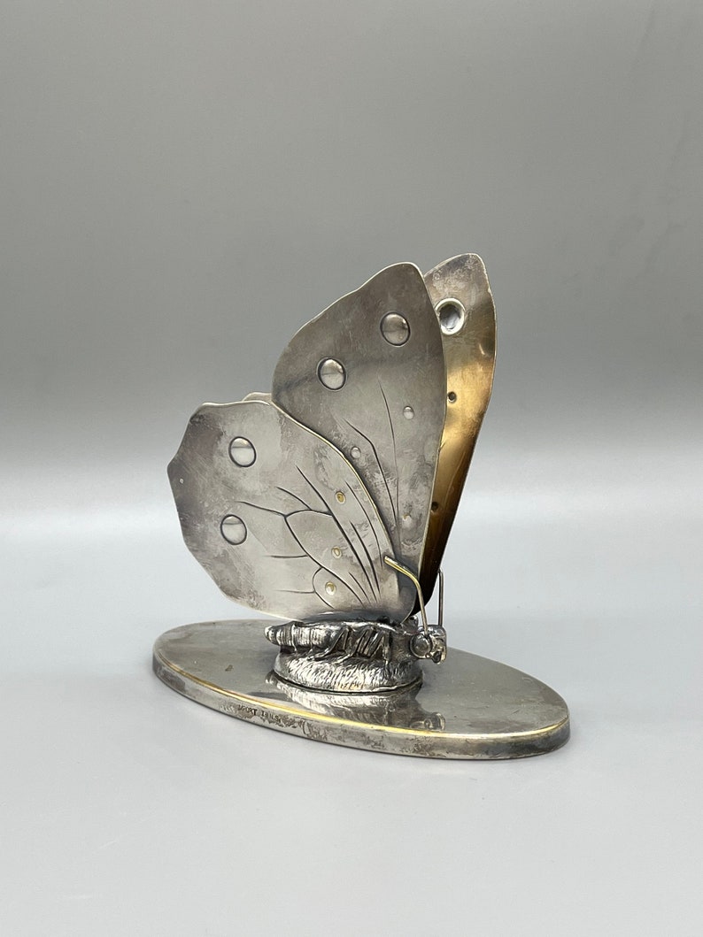 Silver Plated Brass Butterfly Napkin Holder Vintage Moth - Etsy