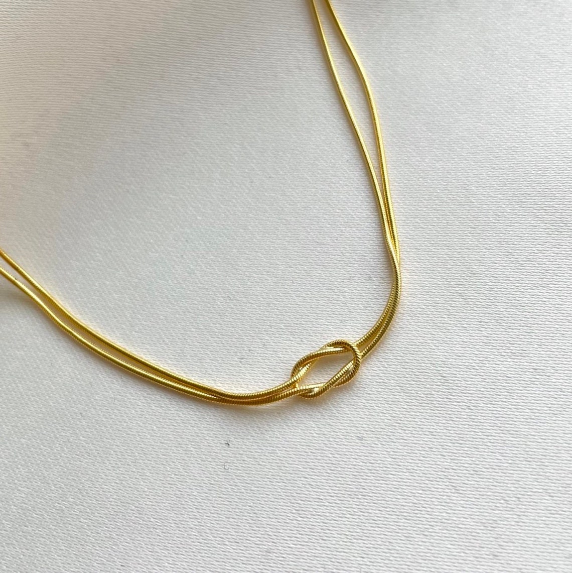 Love Knot Necklace Double Chain Knot Necklace Everyday - Etsy