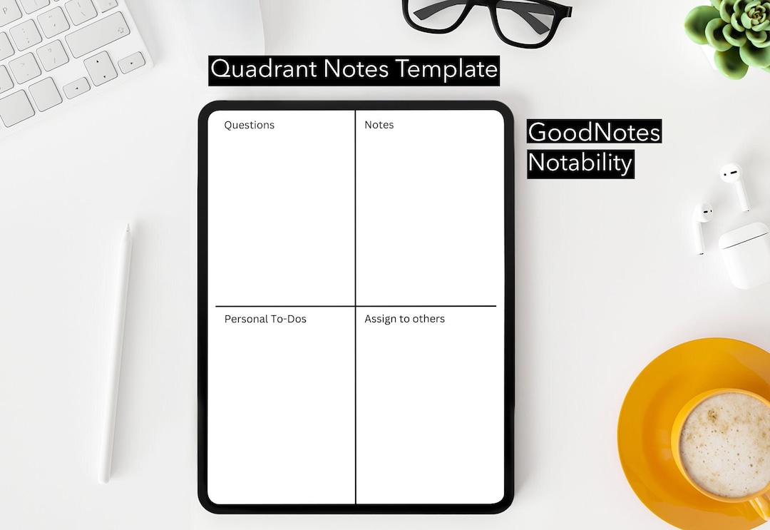 Digital Quadrant Notes Template Ipad, Goodnotes, Notability Template - Etsy
