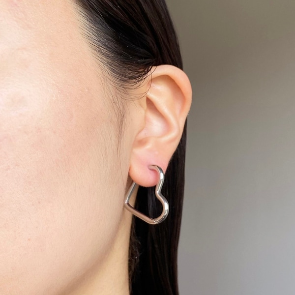 Heart Huggie Earrings - Etsy