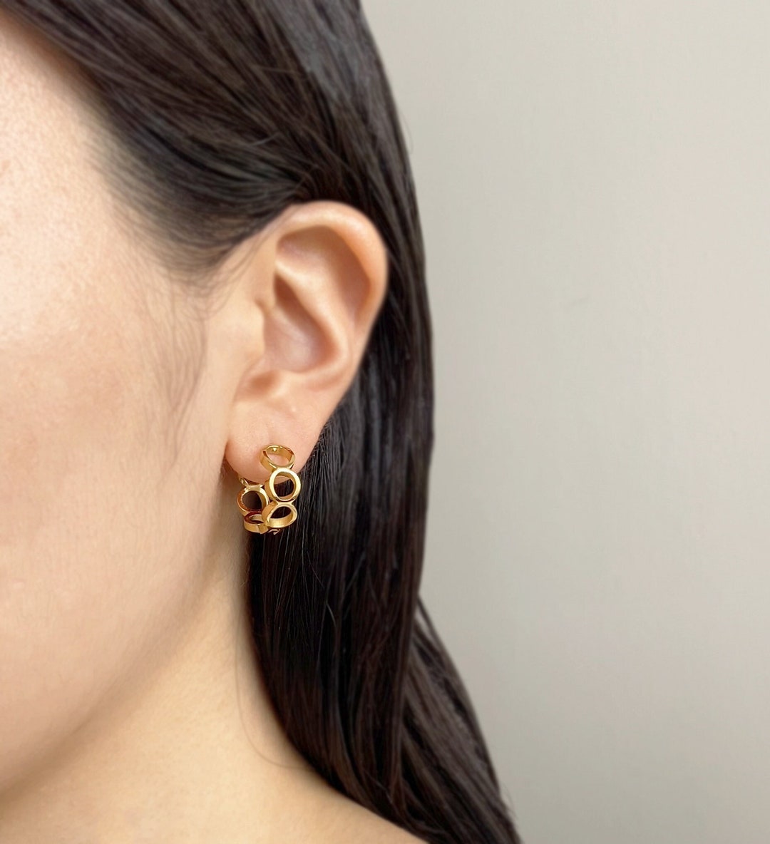 Stainless Steel Huggies, Cut Out Earrings, Hypoallergenic Hoop Earrings ...