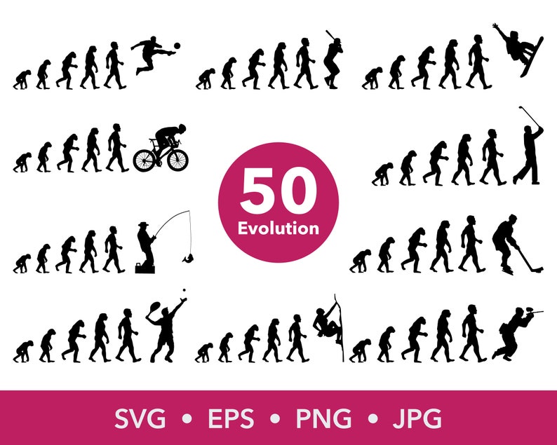 Evolution Silhouettes Plotter File Bunch Cutter Vector SVG 50 - Etsy