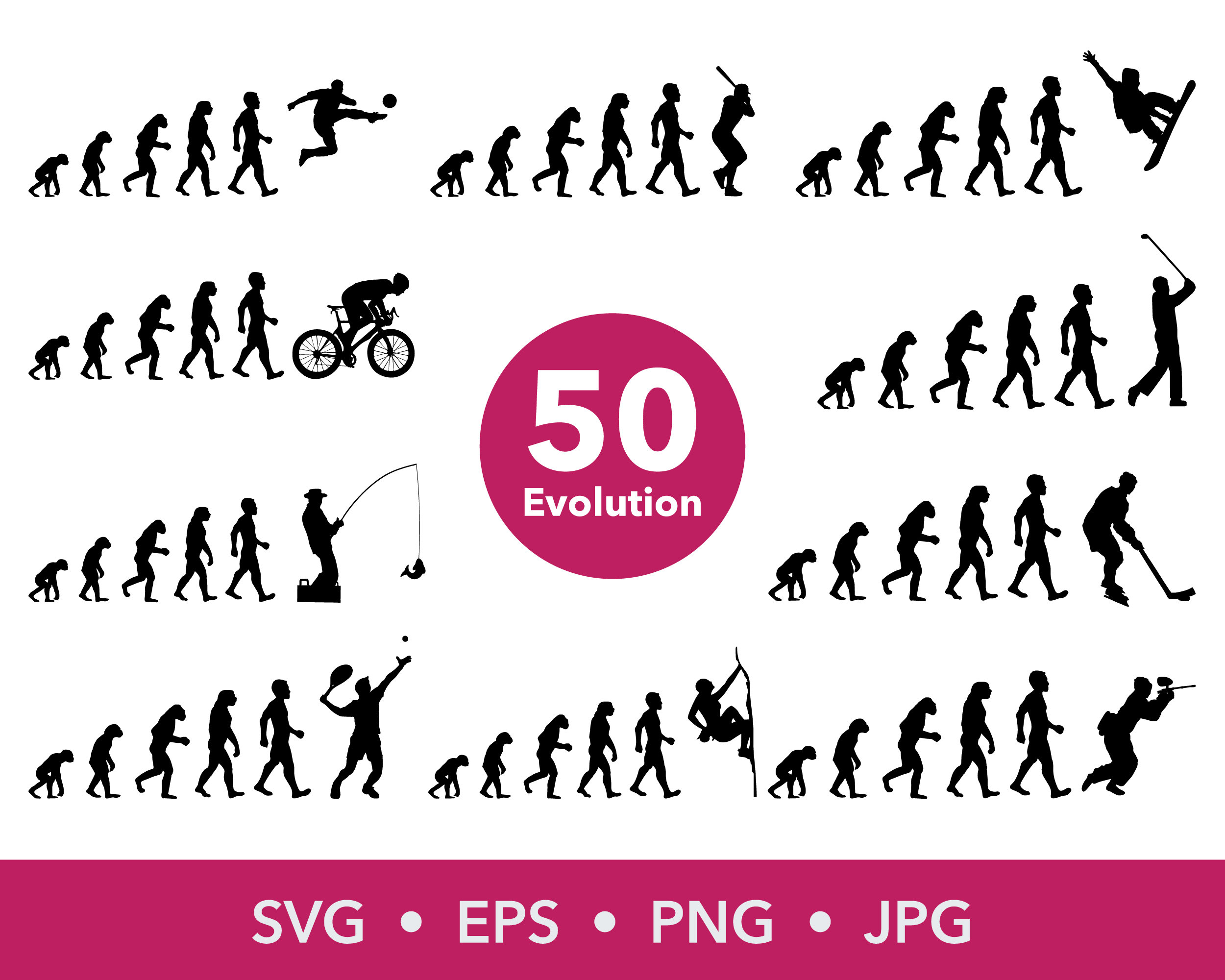 Evolution Silhouettes Plotter File Bunch Cutter Vector SVG 50 - Etsy