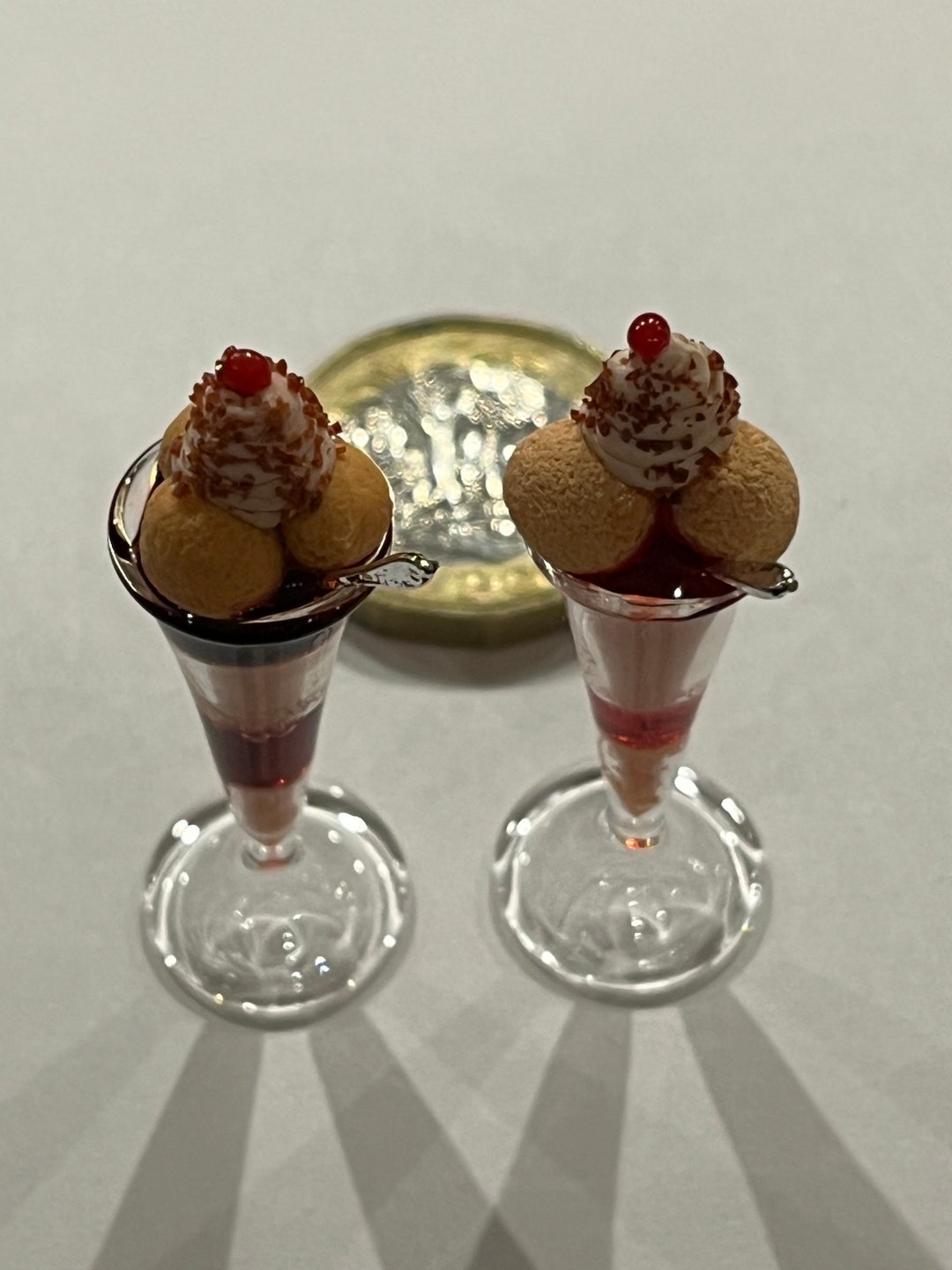 Dolls House Miniatures Food Accessories 2 Miniature Ice Cream Sundaes 1 ...