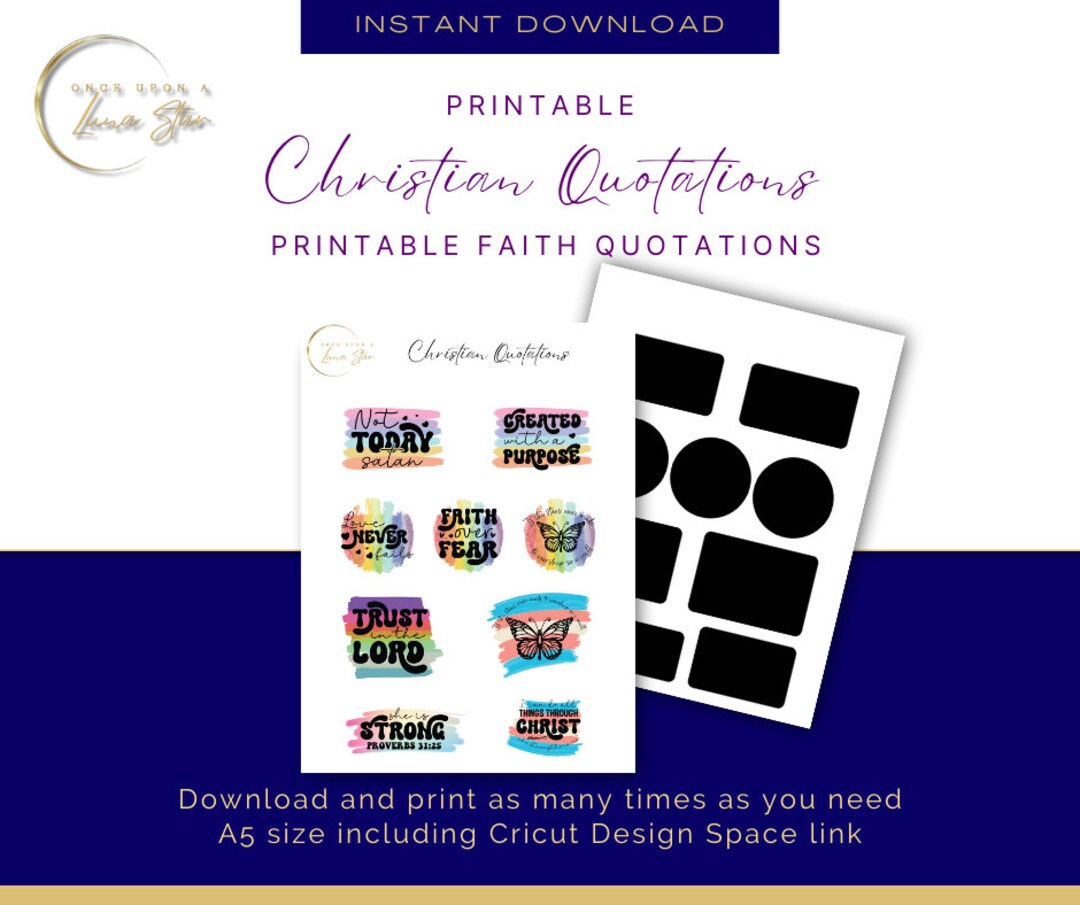 Printable Christian Inspirational Quote Stickers, Christian Quotes ...