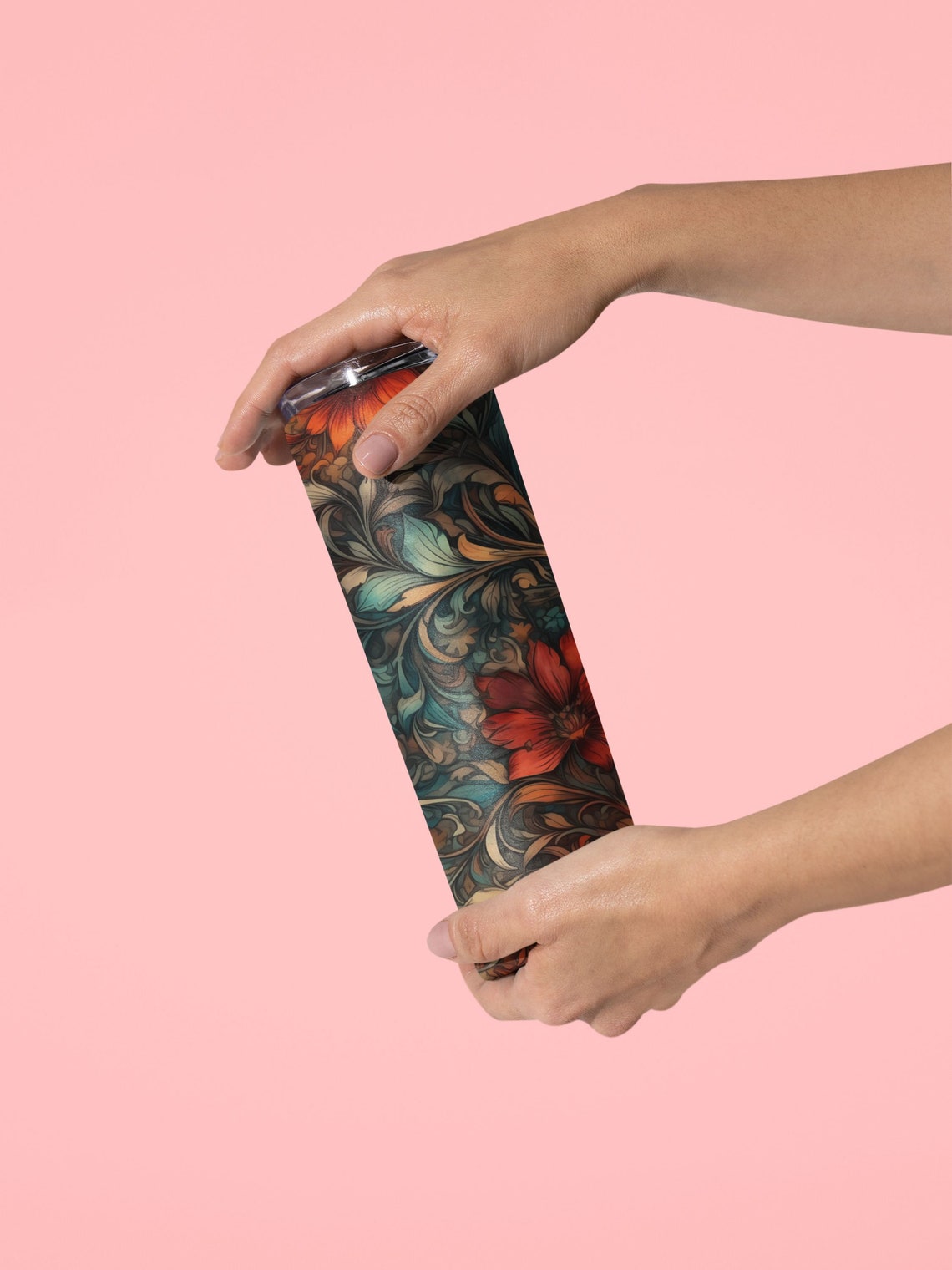 20oz Tumbler Wrap Digital Download PNG Split Color Floral Pattern ...